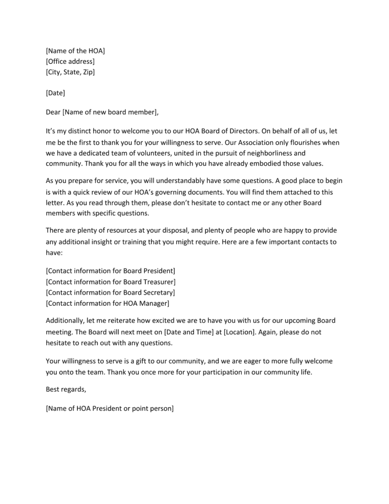How to Write a Welcome Letter to New Board Members - Kuester Management