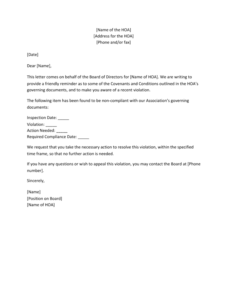 How to Create an HOA Violation Letter (With Template) - Kuester Management